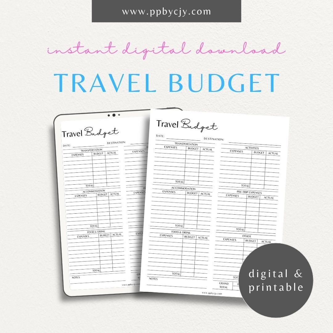 Travel Budget Planner Vacation Expense Finance Tracker Holiday Spending ...