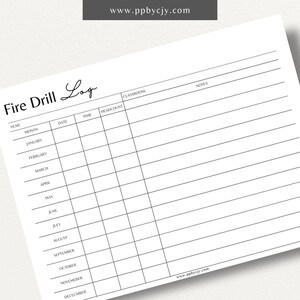 Fire Drill Log Printable Template | Digital Download | Safety Drill ...