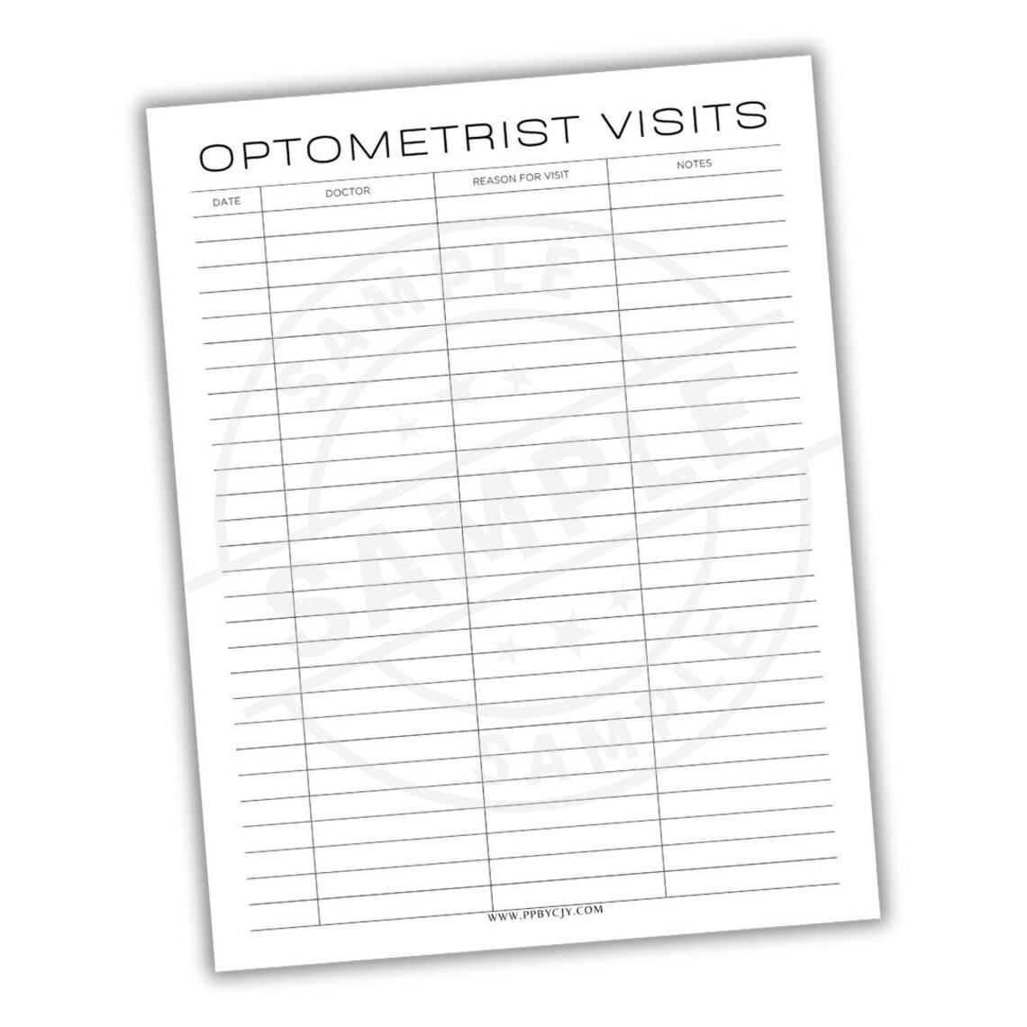Optometrist Visit Tracker Printable | Eye Exam Log | Vision and ...