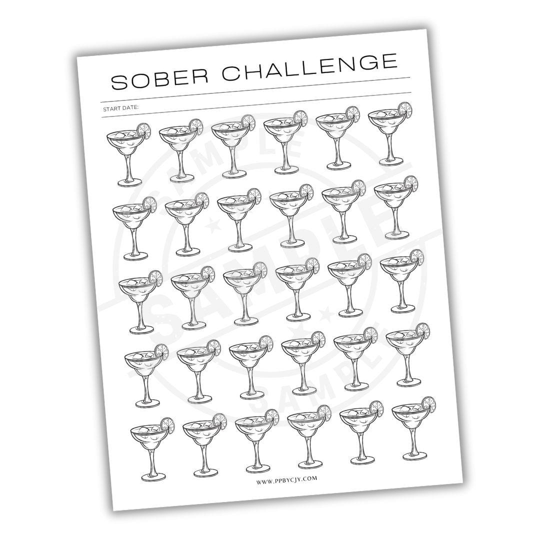 Sober Challenge Printable PDF Template | Track Alcohol-free Days ...