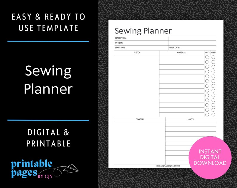 Sewing Planner Printable Sewing Tracker Sewing Project Planner Sewing ...