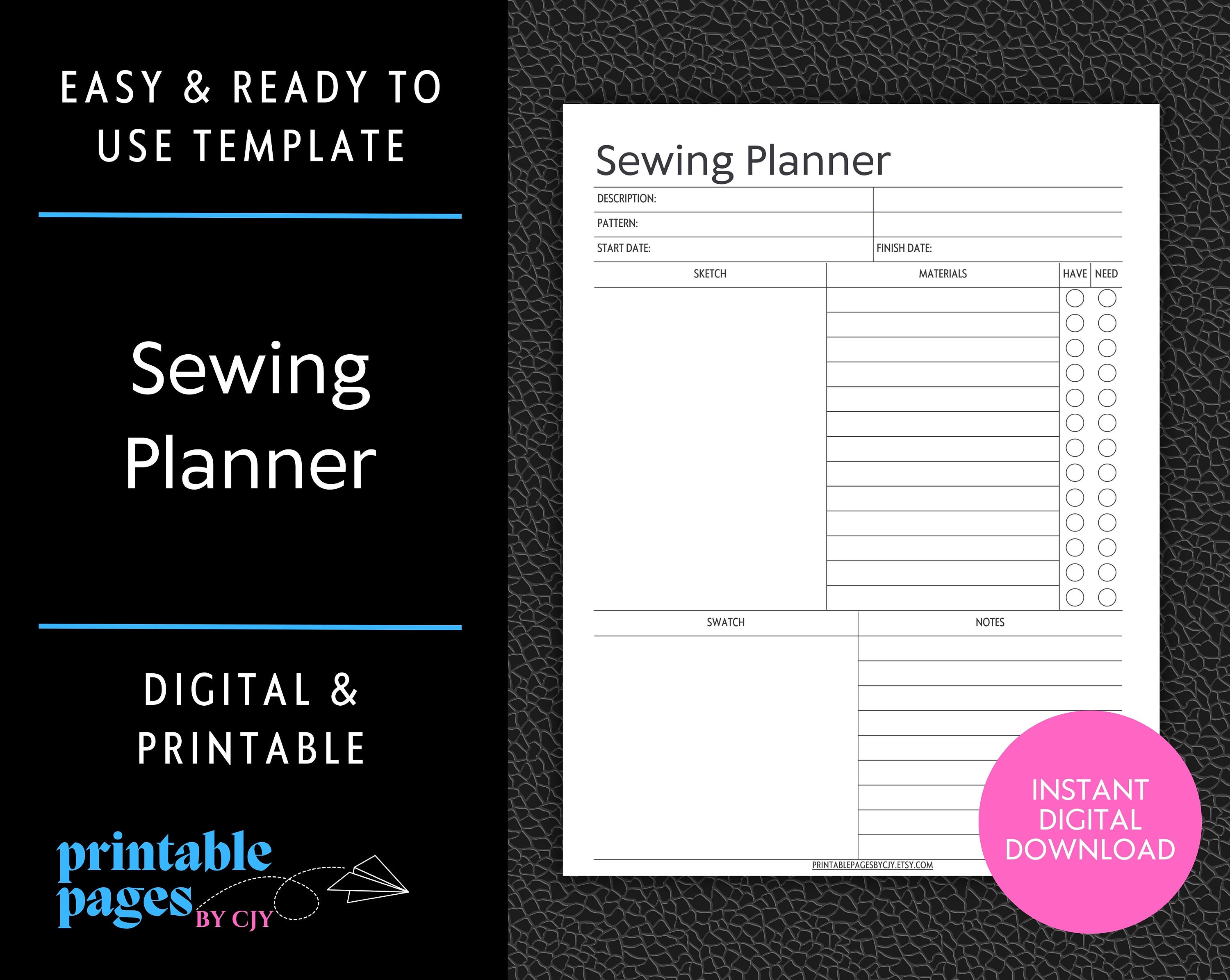 Sewing Planner Printable Sewing Tracker Sewing Project Planner Sewing ...