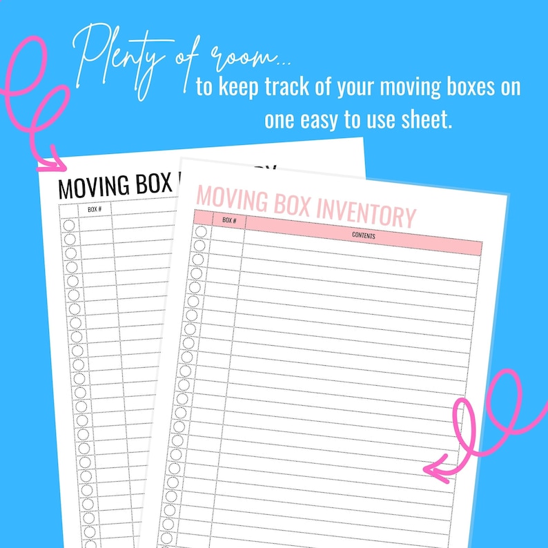 Moving Box Inventory List Moving Box Contents Moving - Etsy