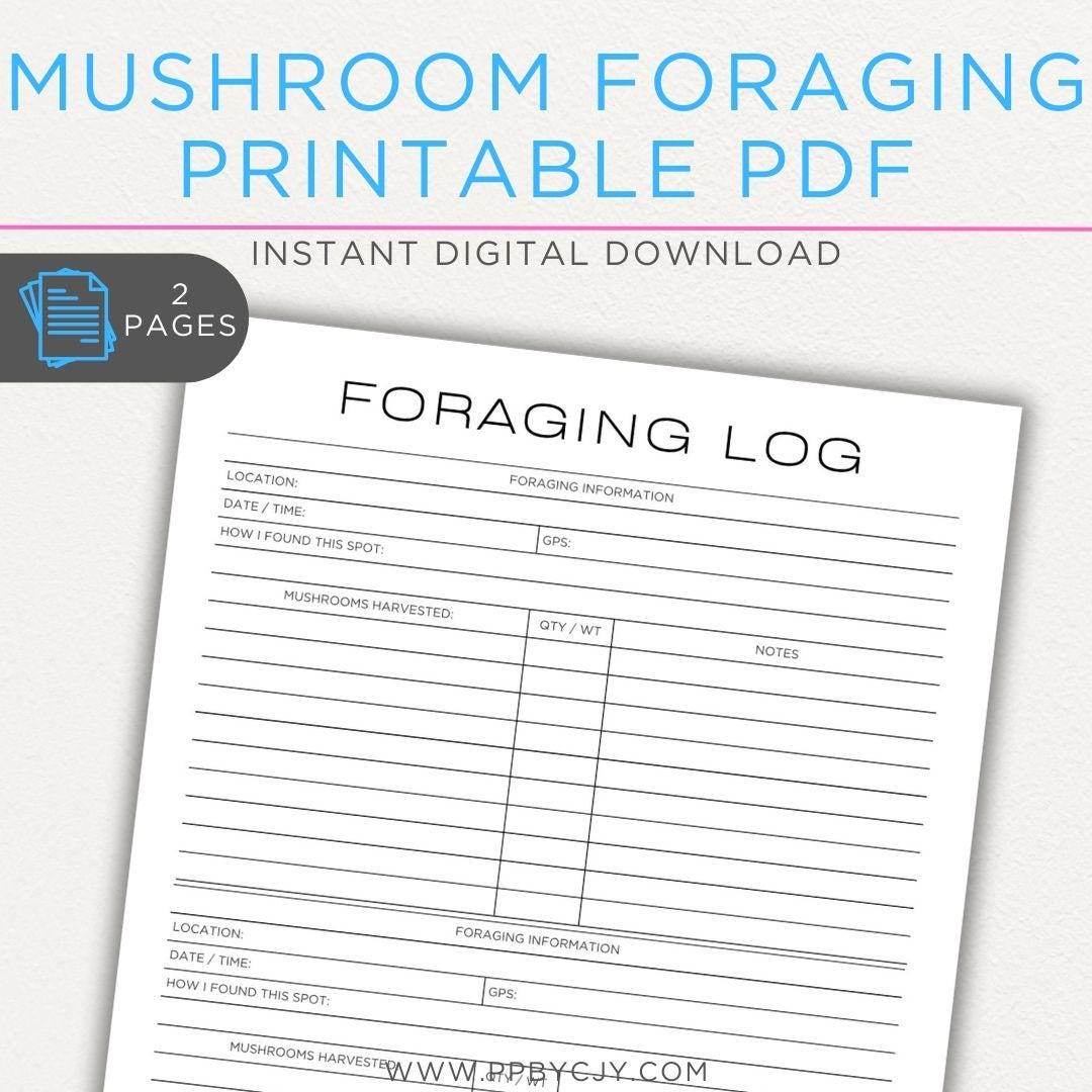 Mushroom Foraging Log Printable Template | Digital Download | Fungi ...