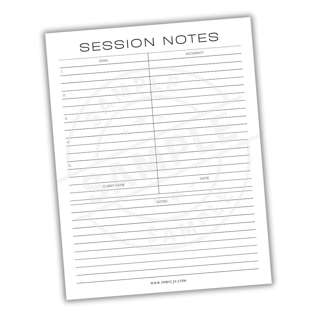 Therapy Session Notes Printable PDF Template | Counselor & Psychologist ...