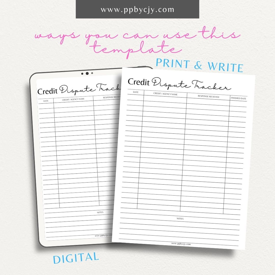 Credit Dispute Tracker Printable Template | Digital Download | Credit ...