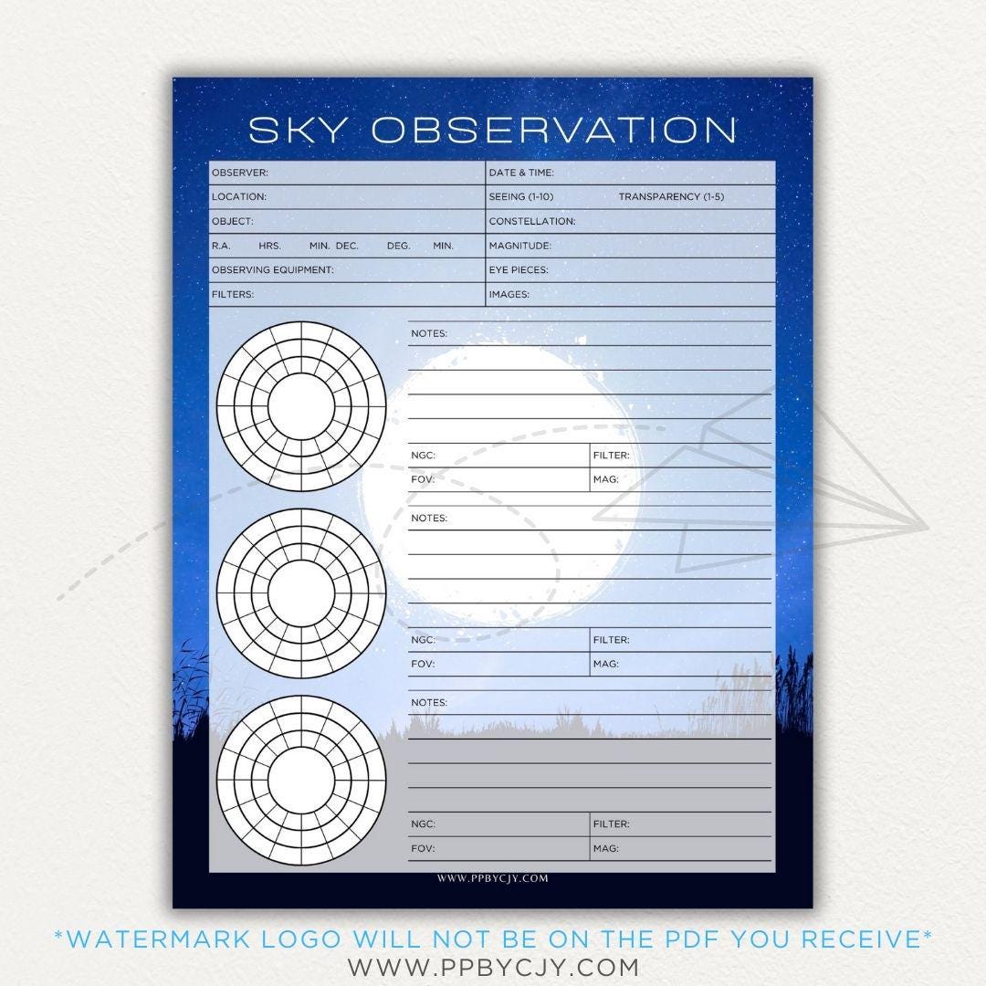 Night Sky Observation | Stargazing Log and Astronomy Tracker ...