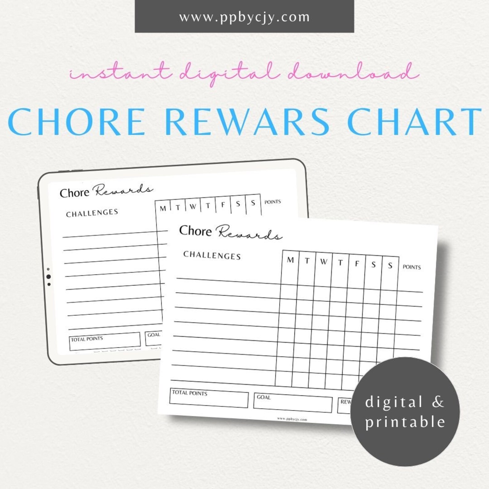 Chore Reward Chart System Kids Daily Chore Completion Tracker ...