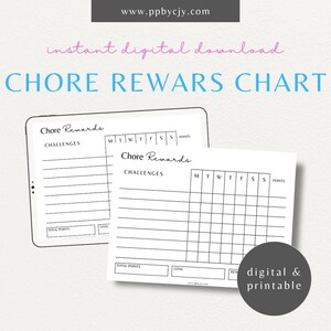 Chore Reward Chart System | Kids Daily Chore Completion Tracker ...