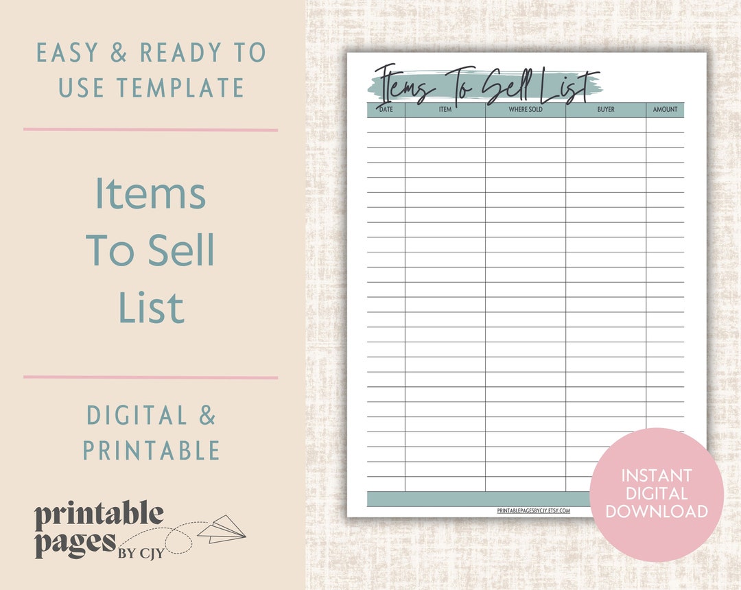 Items to Sell Small Business Inventory List Printable Inventory Tracker ...