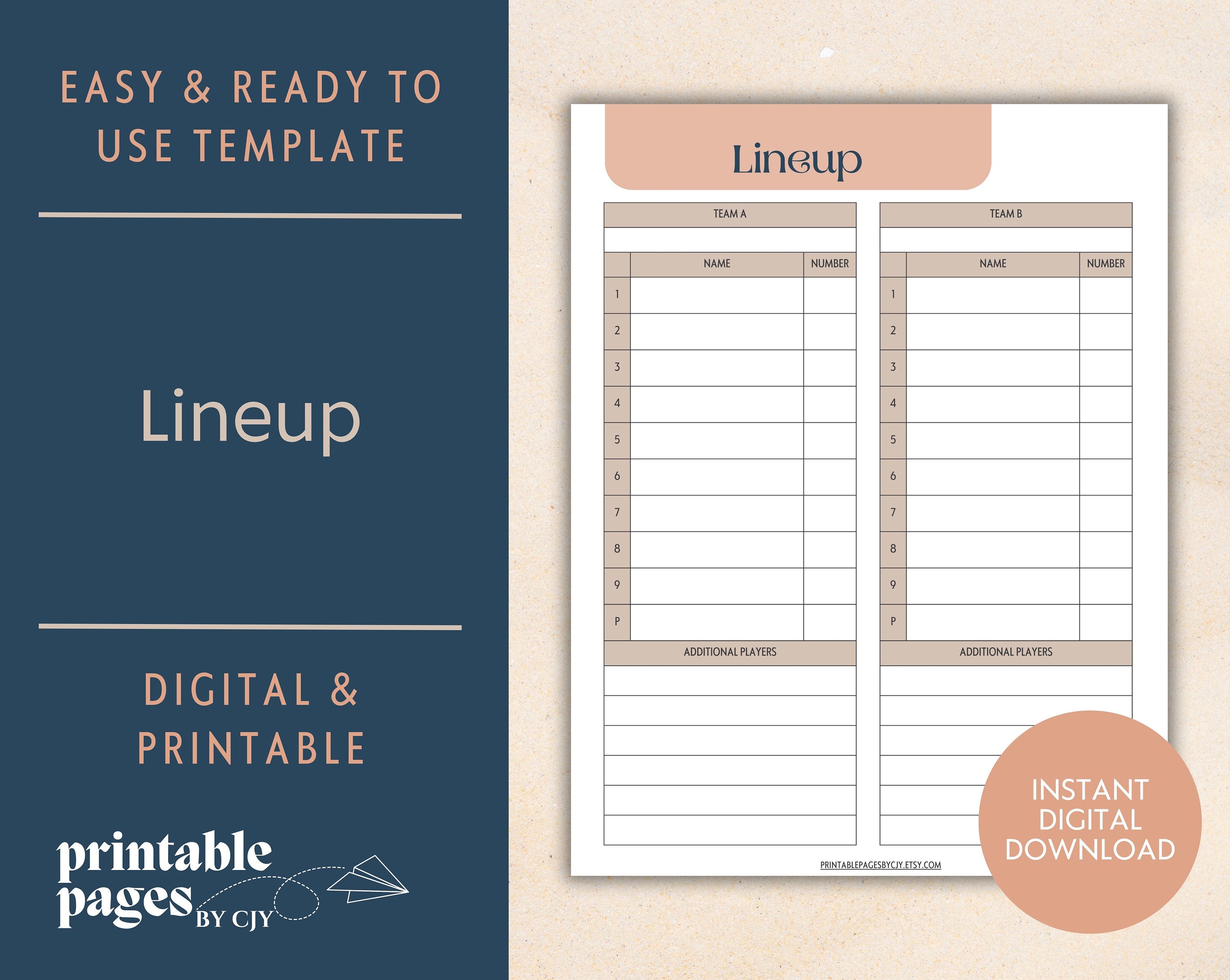 Player List Printable Template