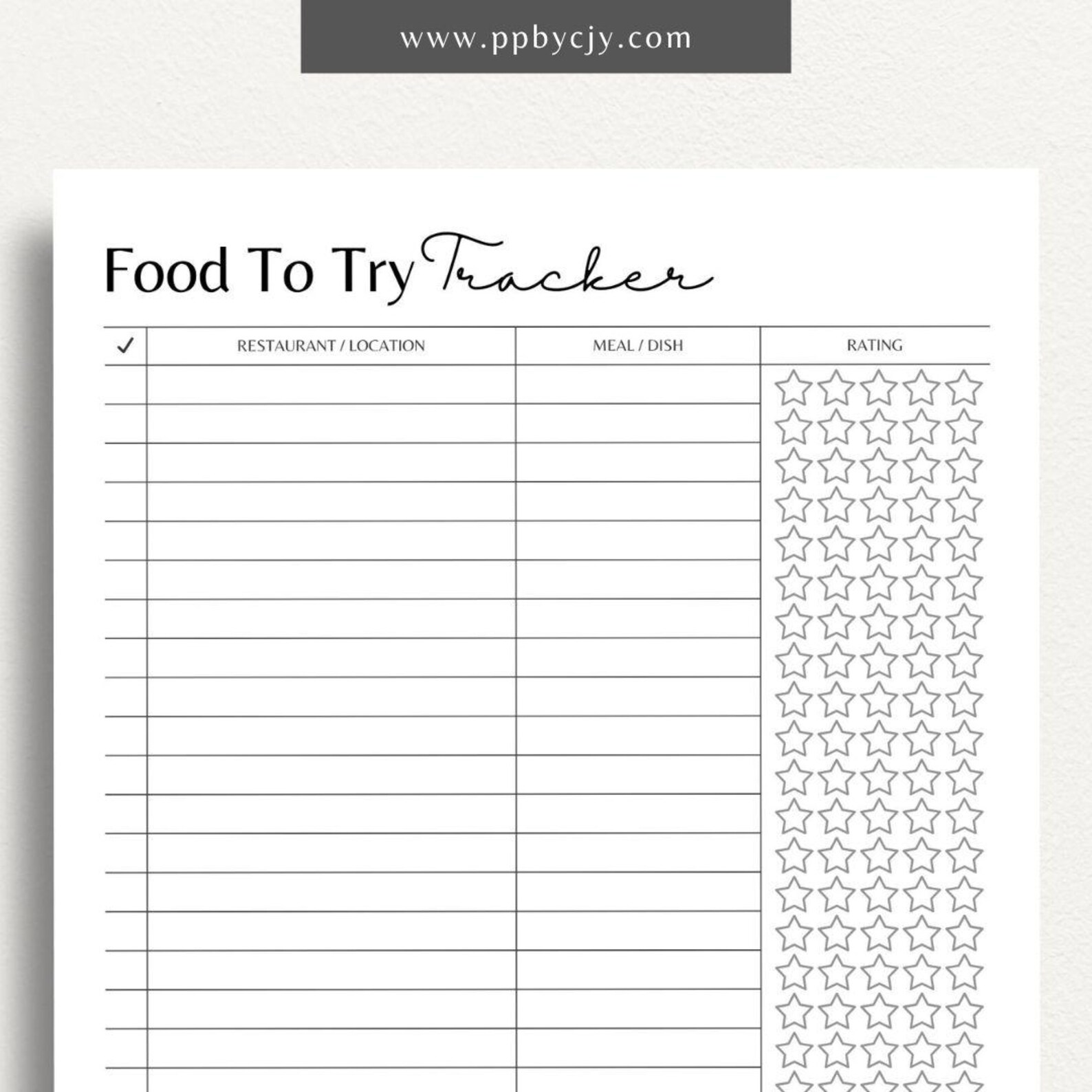 Foods to Try Tracker Printable Template | Instant Digital Download ...