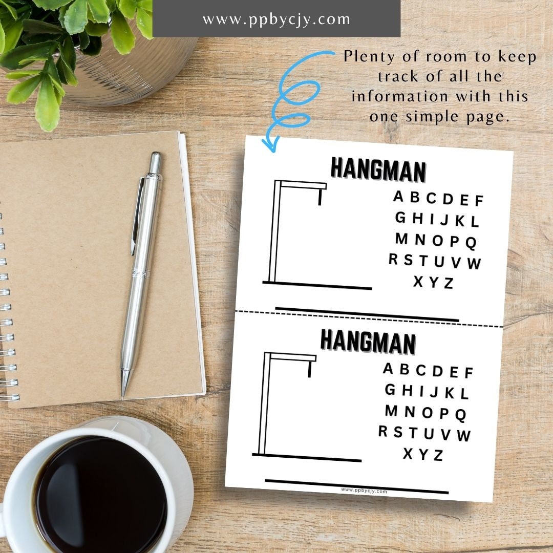 Hangman Game Printable Template | Digital Download | Classic Word Game ...