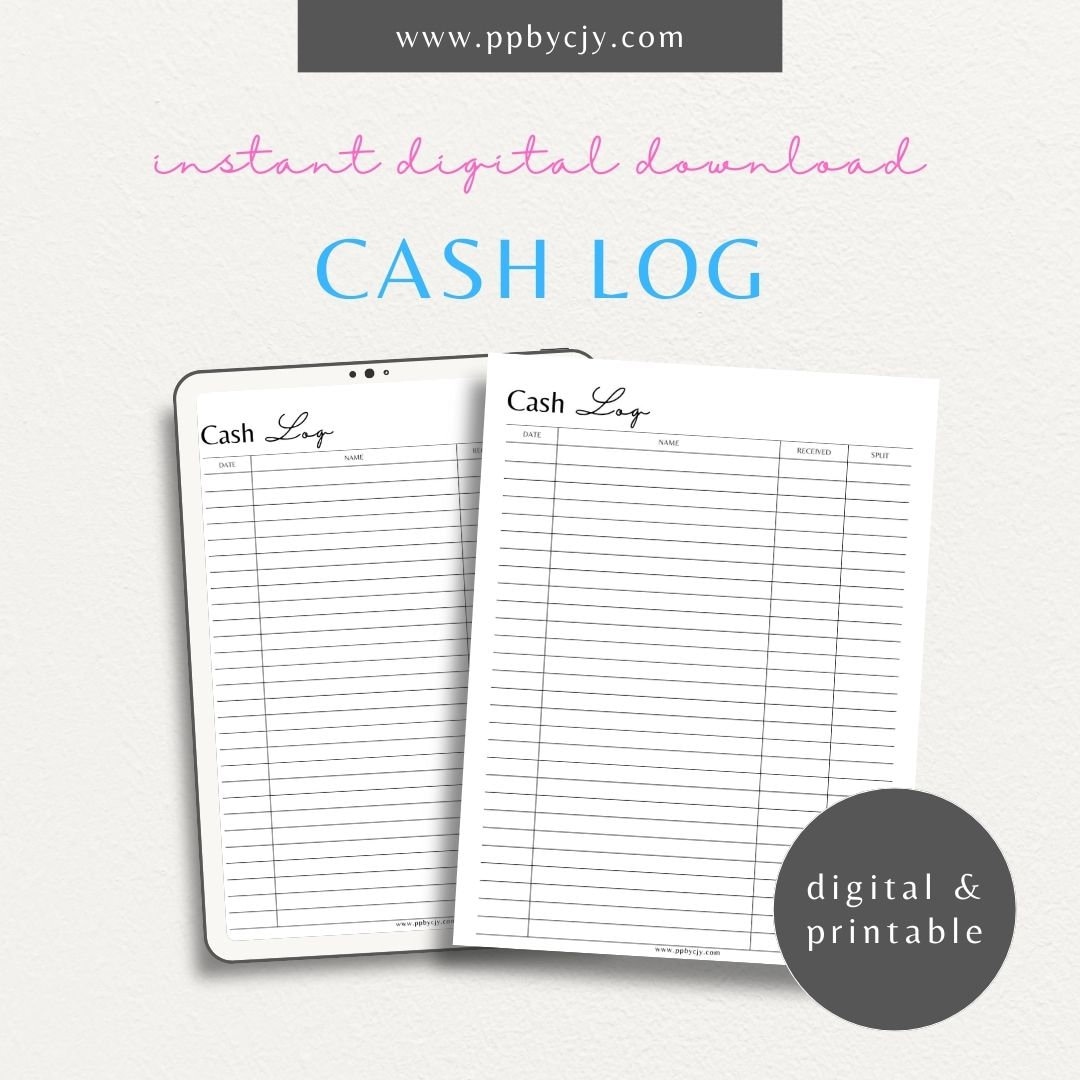 Cash Log Expense Tracker | Money Management Budget Planner | Cash Flow ...