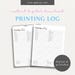 3D Printing Log Printable Template Digital Download Print Job Tracker ...