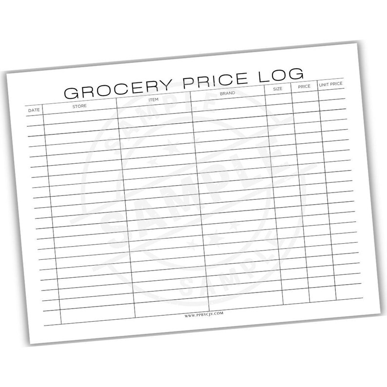 Grocery Price Log Printable Template | Digital Download | Track ...