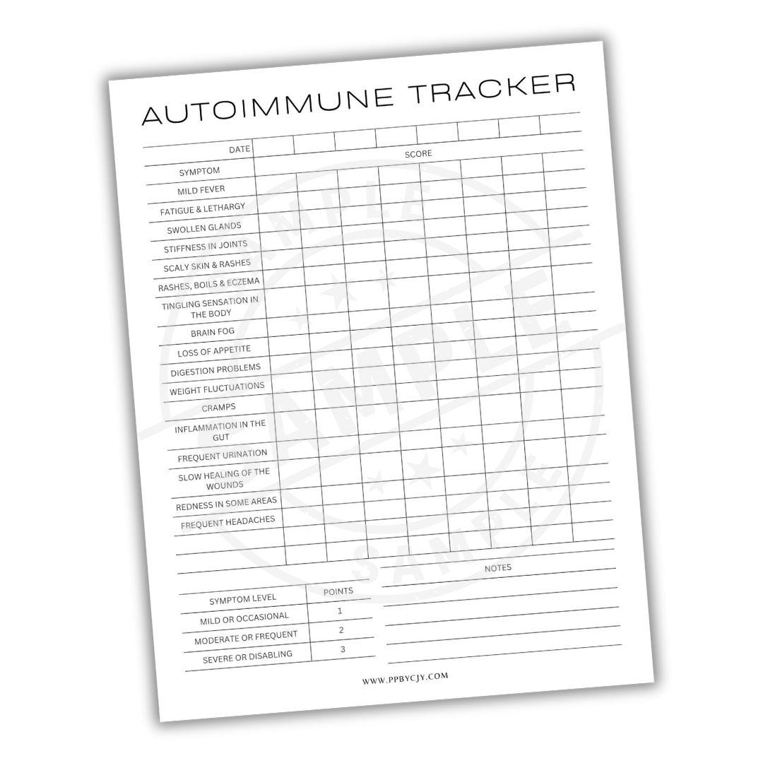 Autoimmune Disease Tracker Printable PDF | Symptom, Medication ...