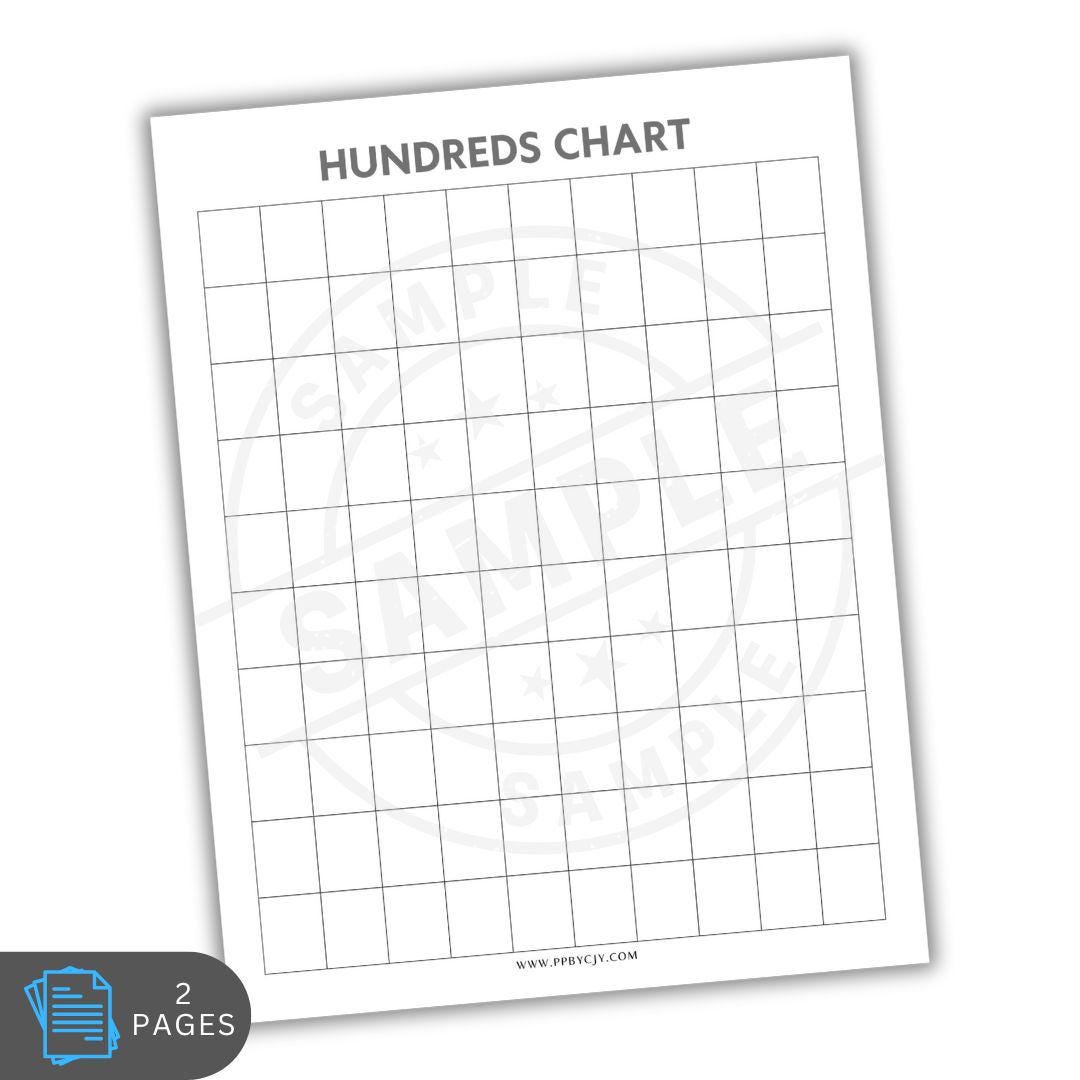 Hundreds Chart Printable Template | Digital Download | Math Learning ...