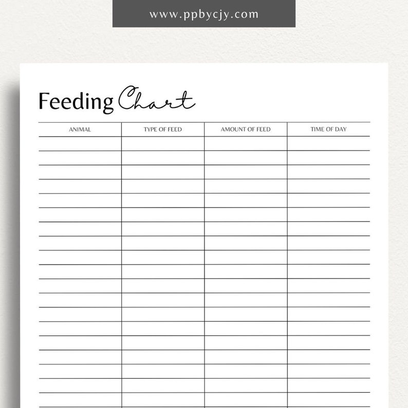 Animal Feeding Schedule Chart Printable | Pet Meal Nutrition Routine ...