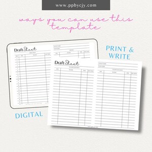 Fantasy Football Draft Sheet Bundle | Digital Download | Comprehensive ...