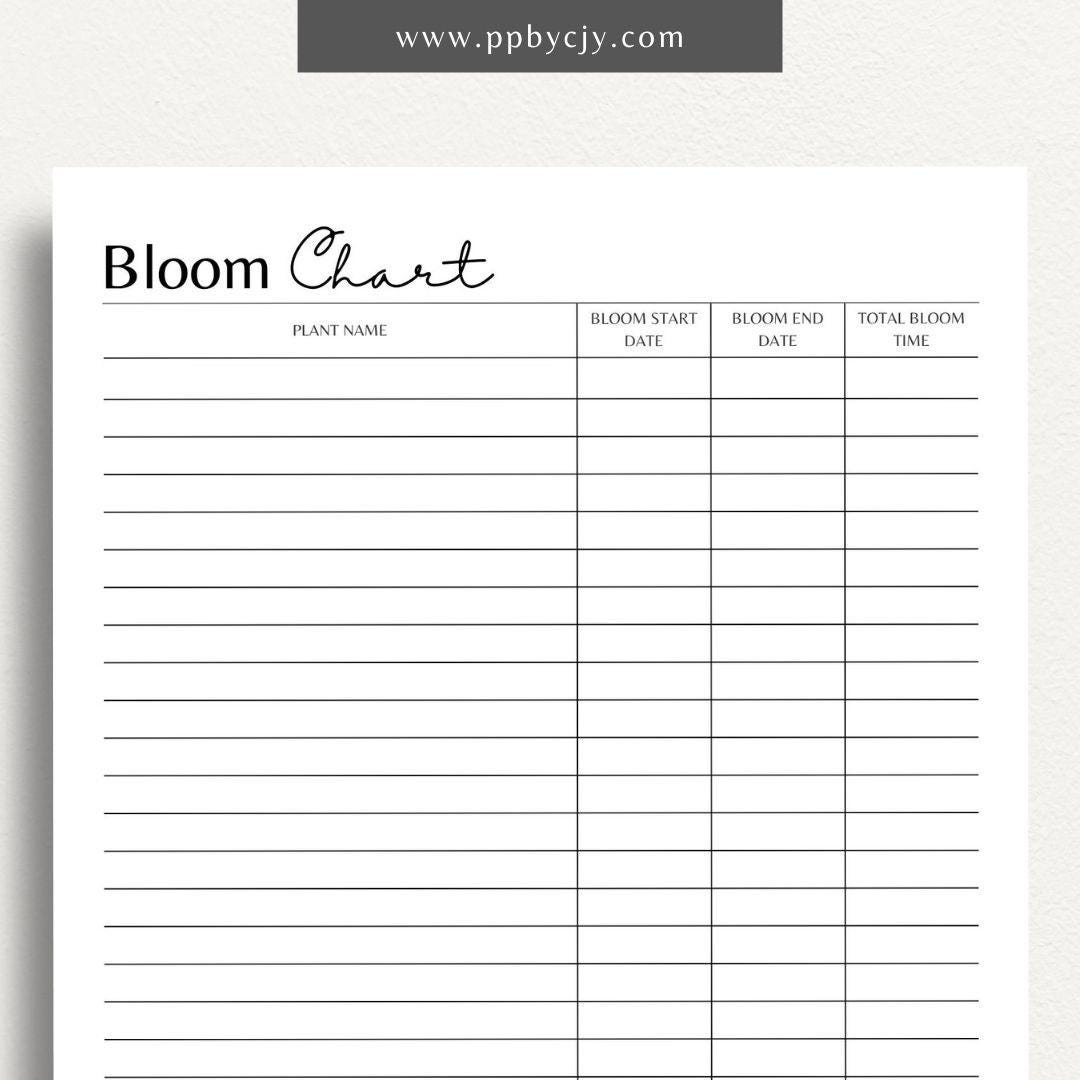 Bloom Chart Printable Template | Plant Growth Tracker | Digital ...