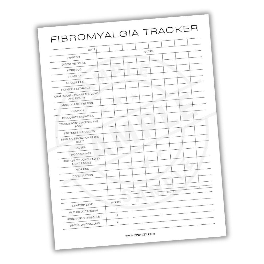Fibromyalgia Tracker Printable PDF | Symptom Log for Pain, Fatigue ...