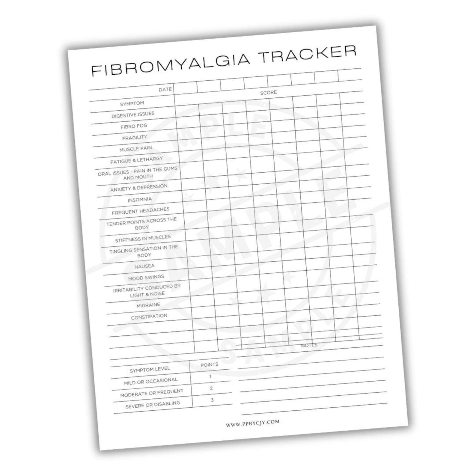 Fibromyalgia Tracker Printable PDF | Symptom Log for Pain, Fatigue ...