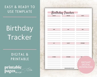 YEARLY BIRTHDAY TRACKER Happy Planner Printable Insert Create - Etsy