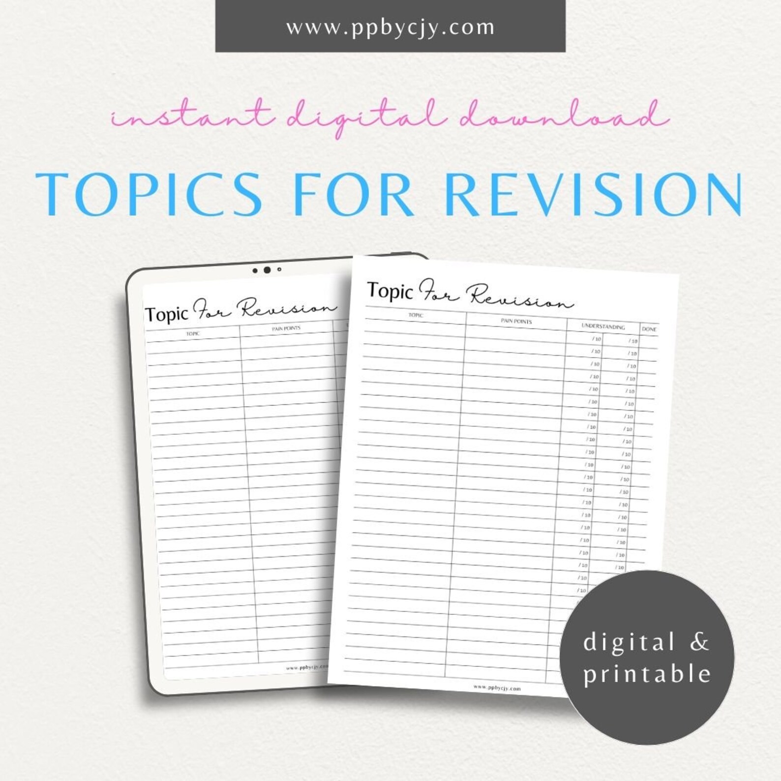 Teacher Topics for Revision Tool | Student Comprehension Tracker ...