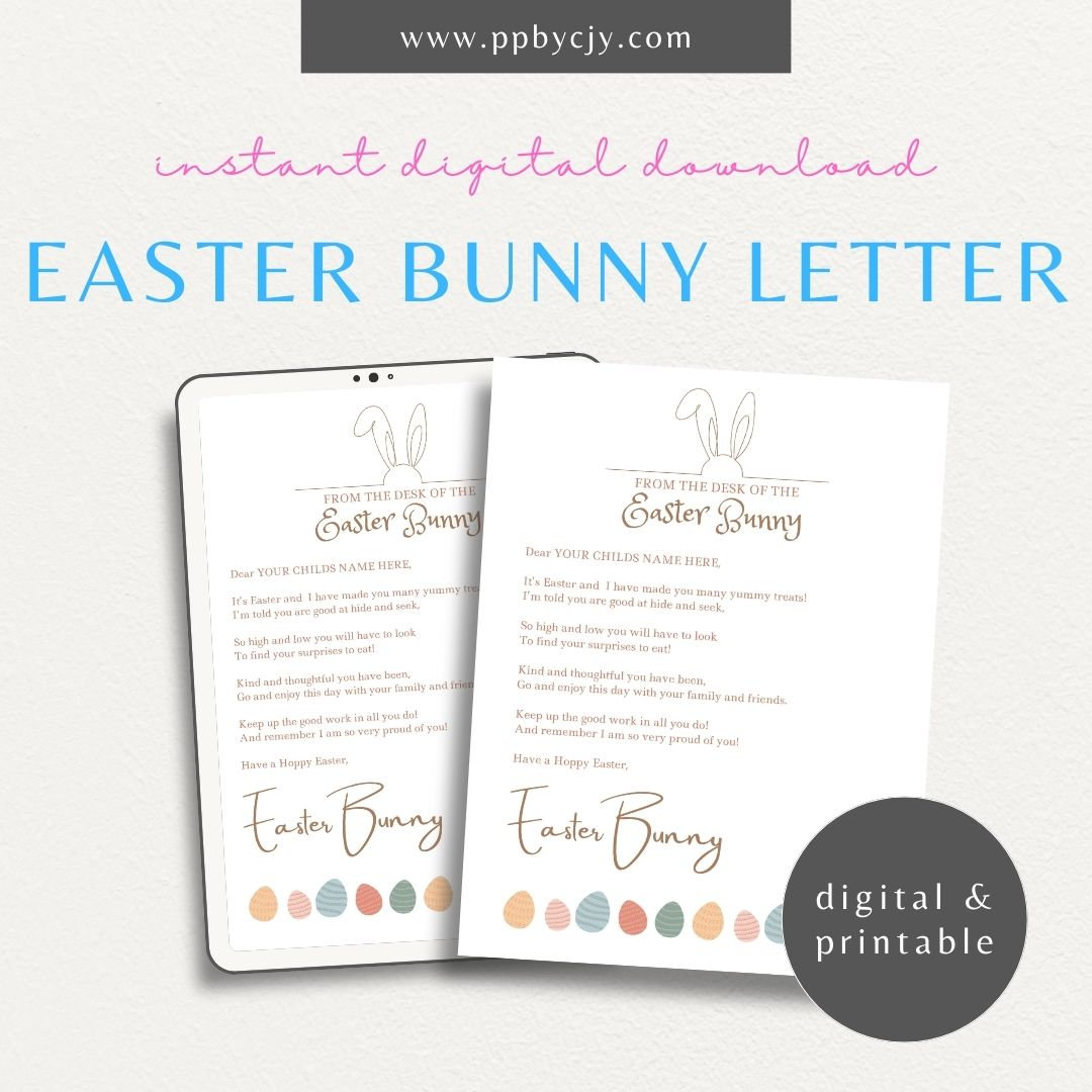 Personalized Easter Bunny Letter Customizable Letter From Easter Bunny ...