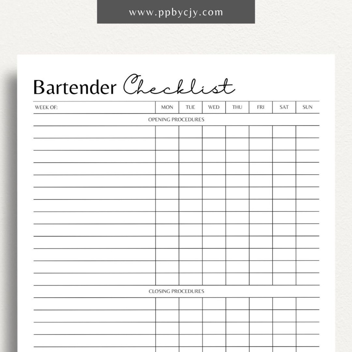 Bartender Duties Checklist | Bartending Daily Routine Station Setup ...