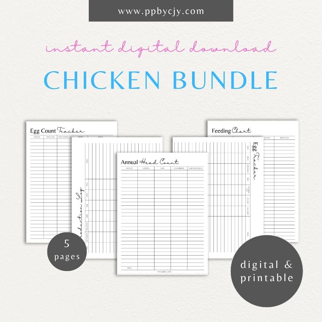 Chicken Care Egg Production Bundle | Chicken Coop Health Breeding Log ...
