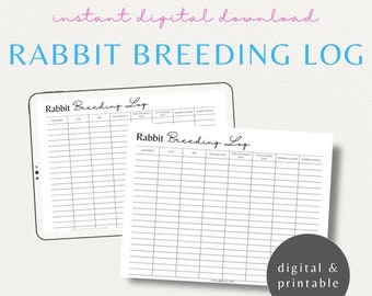 Rabbit Breeding Log Livestock Record - Etsy