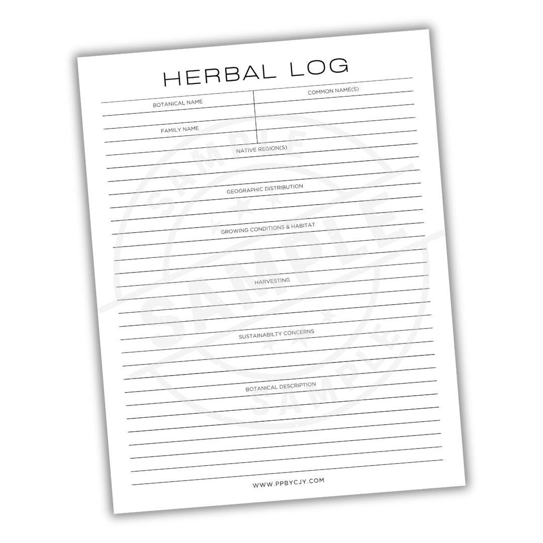 Herbal Plant Log Printable PDF | Gardening Tracker Template | Herb ...