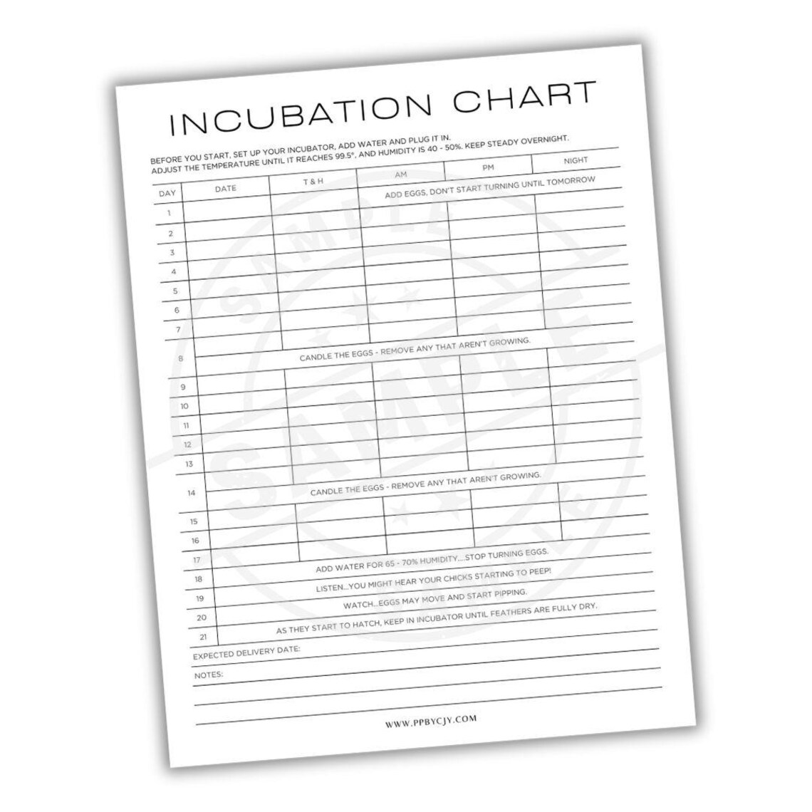 Incubation Chart Printable Template | Egg Hatching Tracker | Digital ...