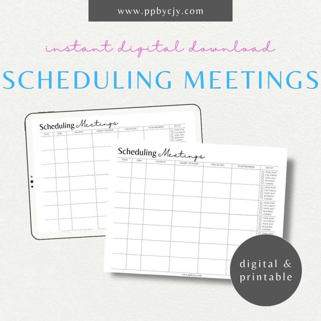 School Counselor Scheduling Tracker | Student Support Session Planner ...