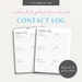 Contact Log Printable | Client Communication Tracker | Business ...