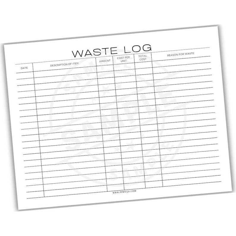 Restaurant Waste Management Tracker | Commercial Kitchen Food Waste Log ...