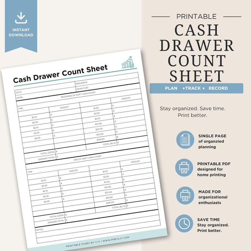 Cash Till Templates - Etsy