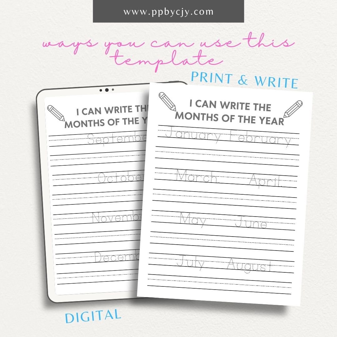 Months of the Year Worksheet Kindergarten Letter Tracing Activity ...