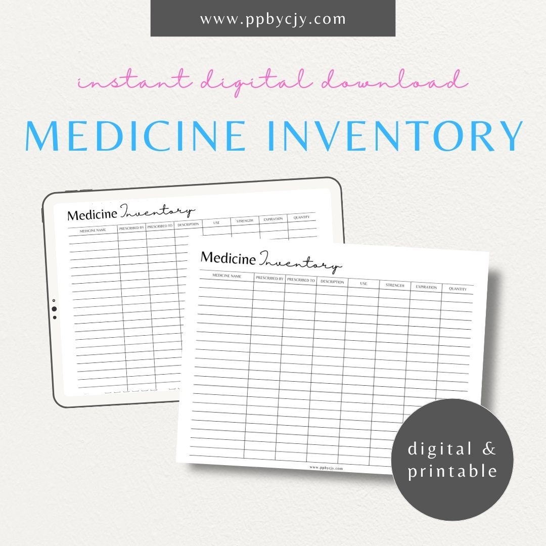Medicine Cabinet Inventory Medication Inventory Medical Template ...