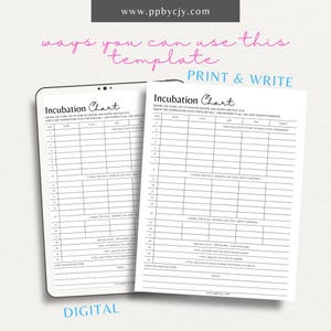 Incubation Chart Printable Template | Egg Hatching Tracker | Digital ...