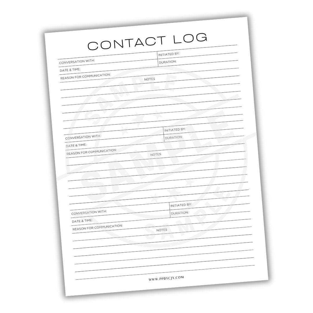 Contact Log Printable | Client Communication Tracker | Business ...