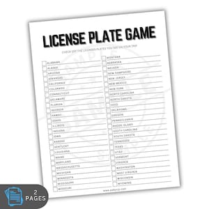 License Plate Game Printable Template | Fun Road Trip Activity | Car ...