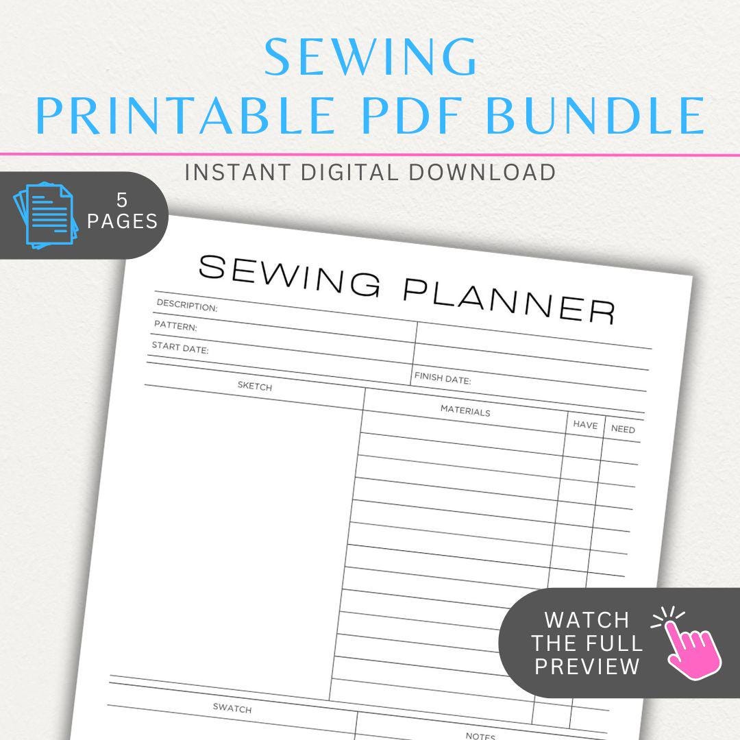Sewing Project Planner Bundle | Sewing Pattern Fabric Organizer | DIY ...