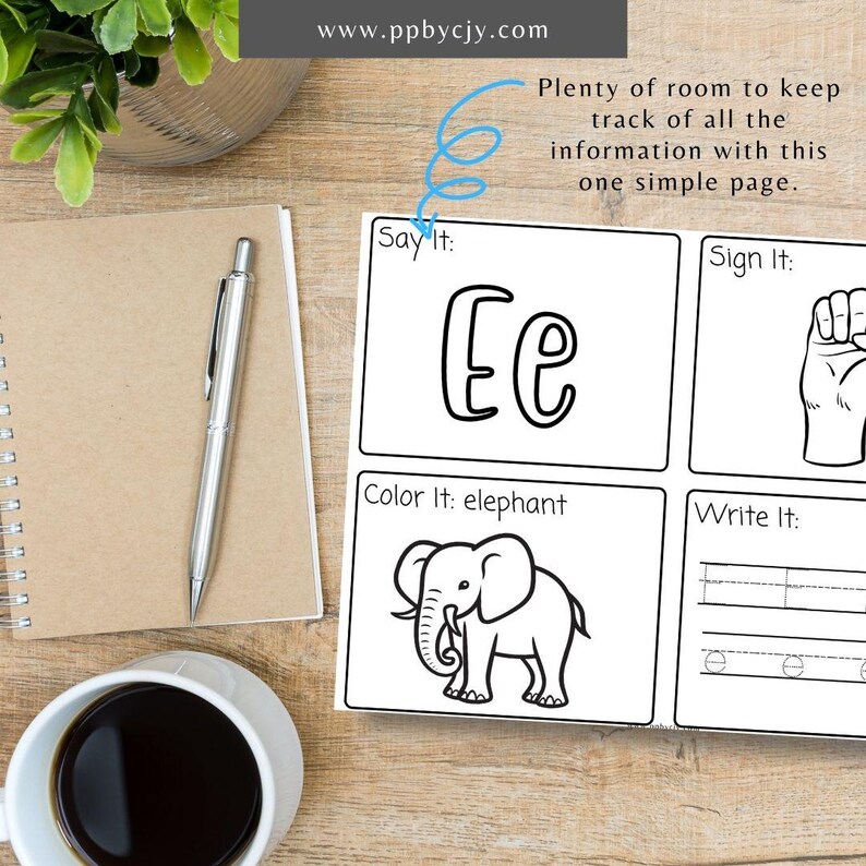 Alphabet Worksheet Printable Template Say It, Sign It, Color It, Write ...