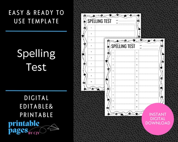 Spelling Test Template