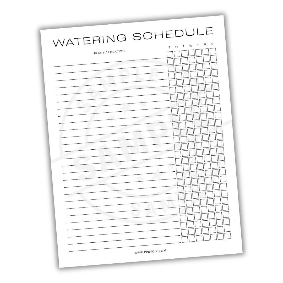 Plant Care Watering Schedule | Plant Maintenance Watering Chart ...