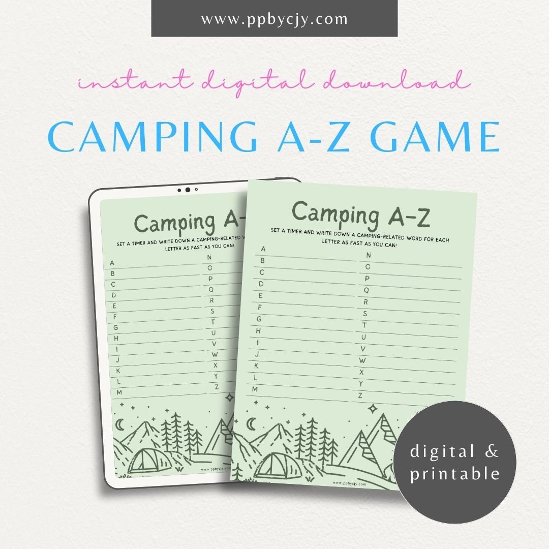 Campground A-Z Game Printable Template Digital Download Fun Outdoor ...
