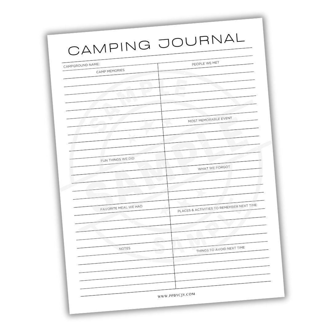 Camping Journal Printable Template | Digital Download | Outdoor ...